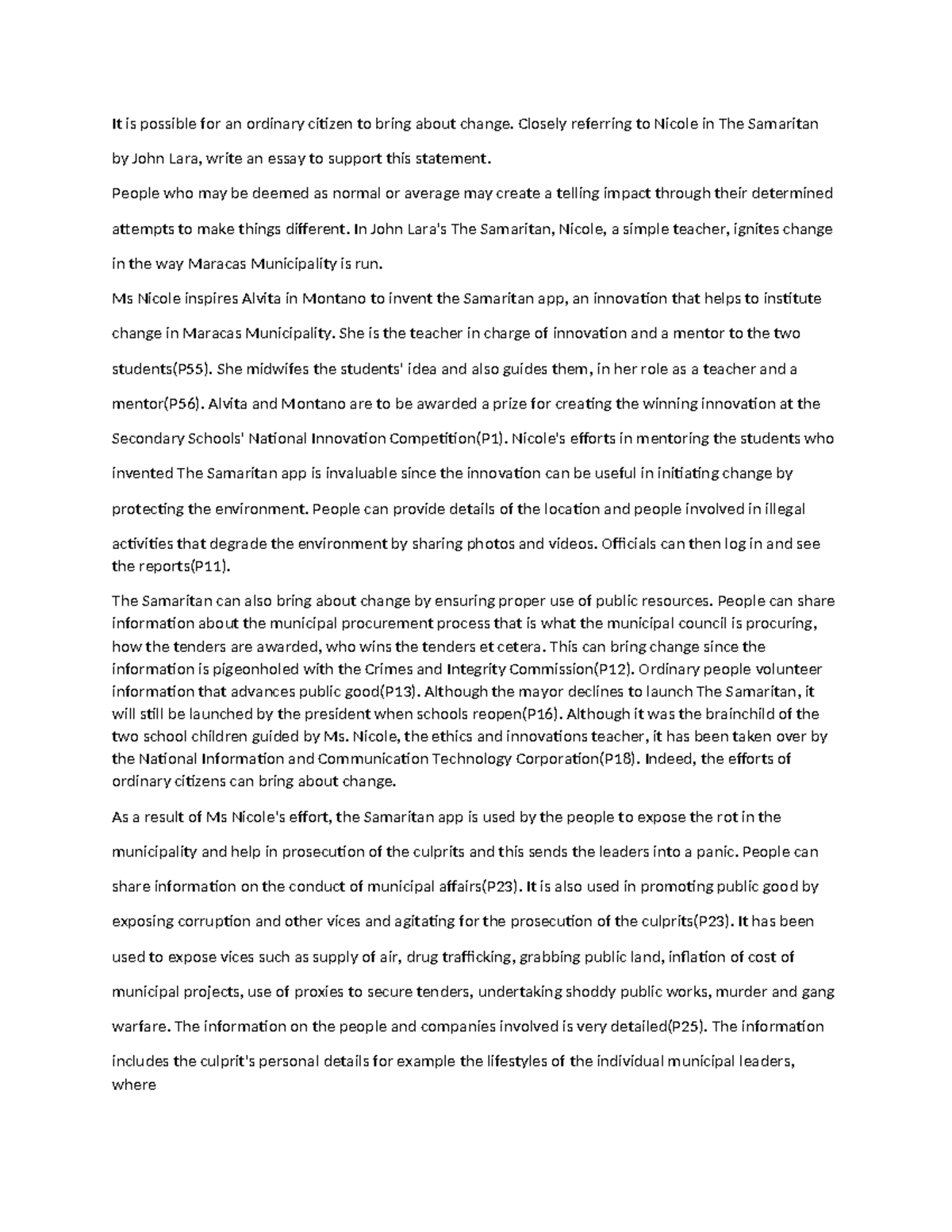 Essay Notes: The Impact of Ordinary Citizens in Driving Change (Set2 ...