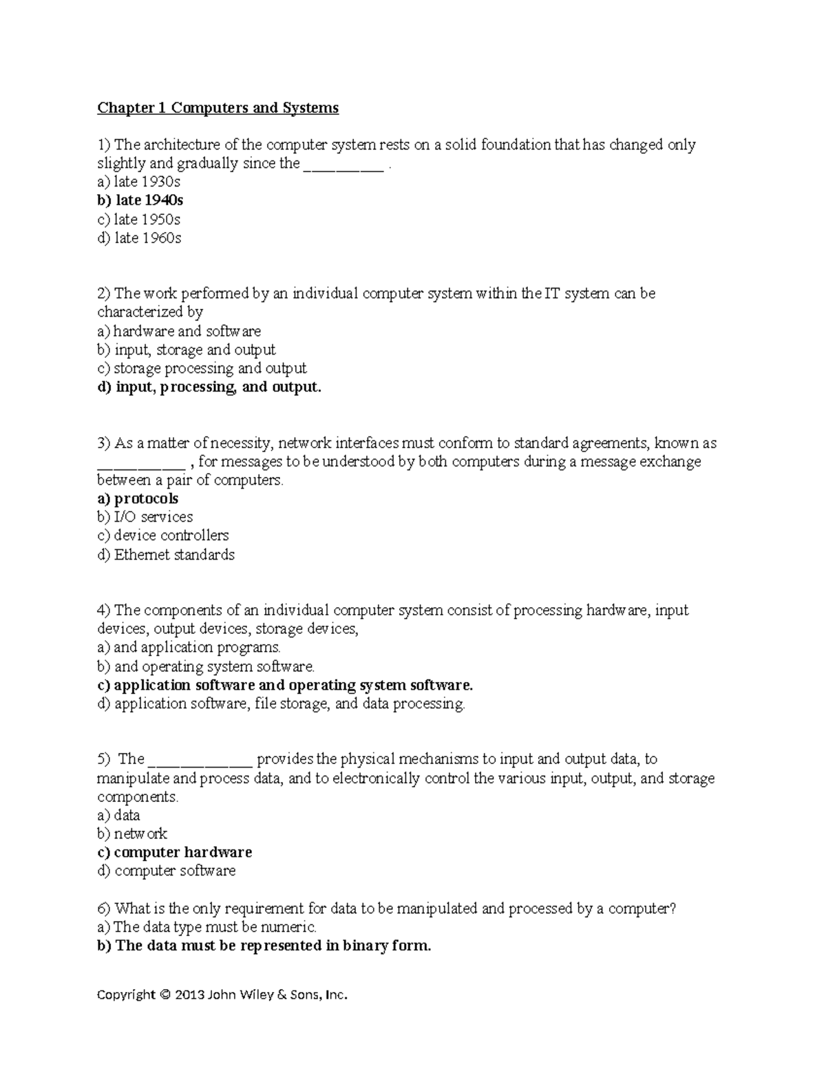 Tech2920 Chapter 1-5 Practice Questions on Computers and Systems - Studocu