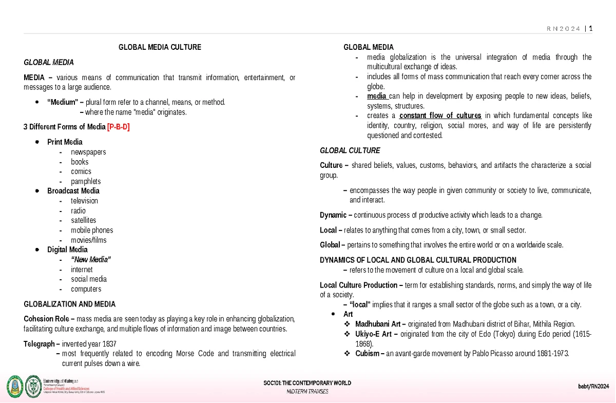 SOC101 Prelim Notes on Globalization and Its Impacts - Studocu