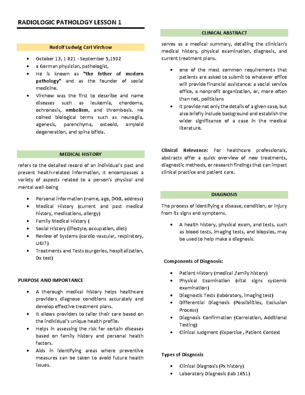 Radiologic Pathology Lesson 1 - RADIOLOGIC PATHOLOGY LESSON 1 Rudolf ...