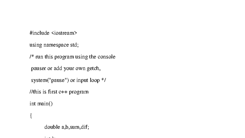 C++ for Statistics - Practice Material and Program Examples - Studocu