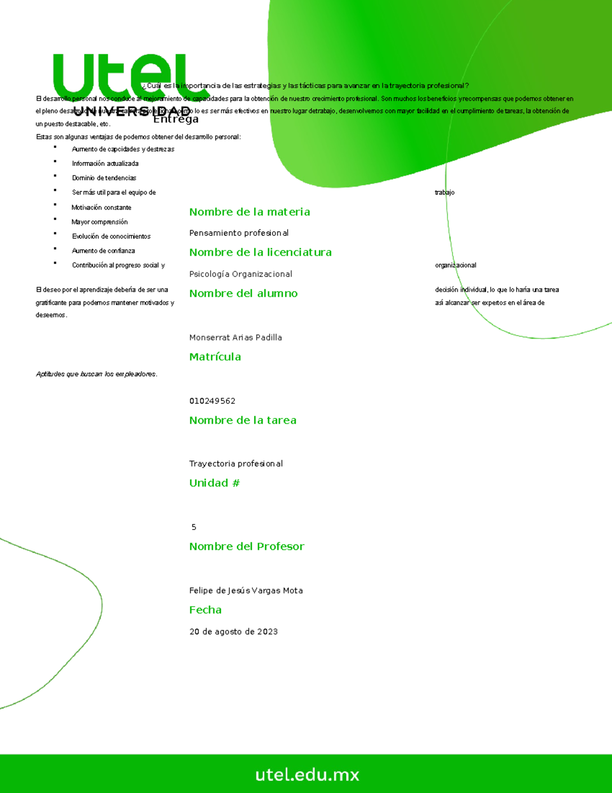 T5 S5 Estrategias y Tácticas para el Éxito Profesional - Studocu