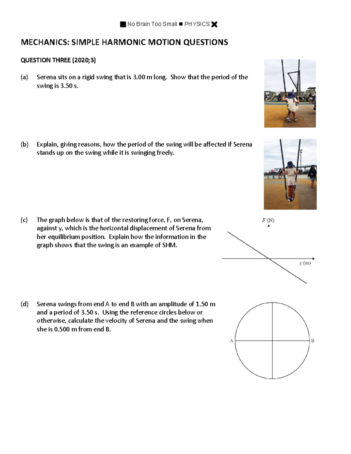 SHMQuestions - Study notes - No Brain Too Small PHYSICS MECHANICS ...