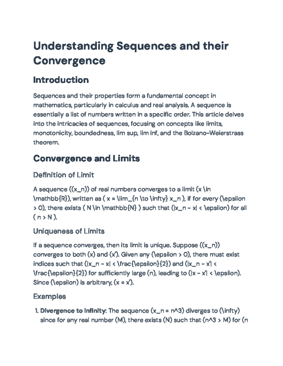 Understanding Sequences and Their Convergence in Mathematics (MATH 101 ...