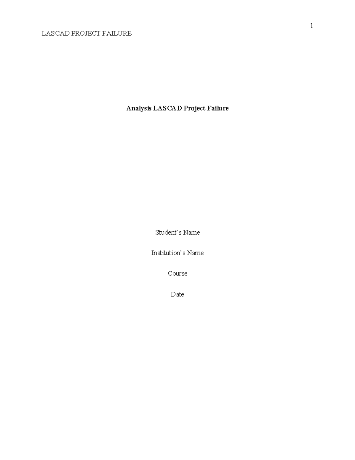 LASCAD Project Failure Analysis: Causes and Agile Recommendations - Studocu