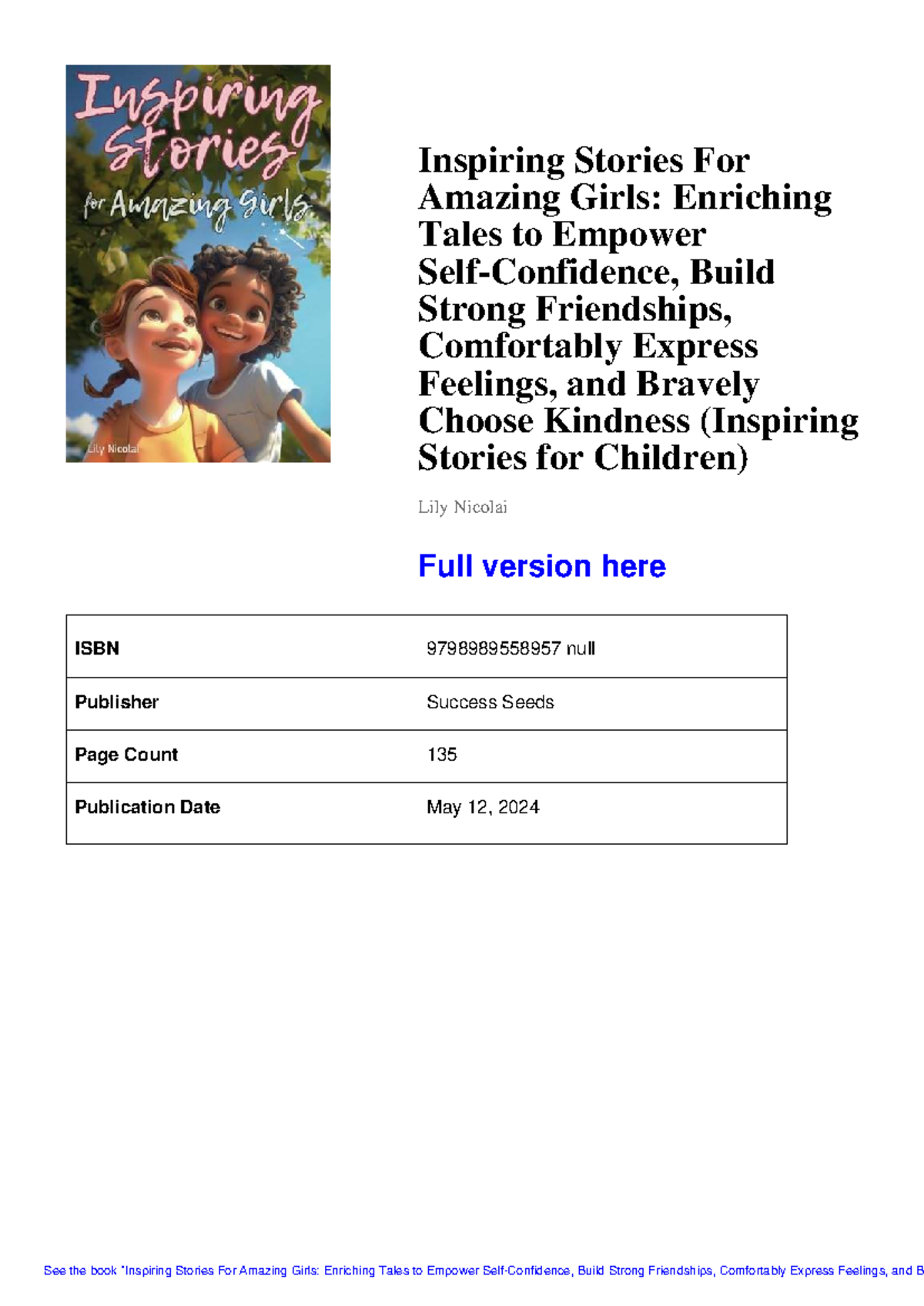 Inspiring Stories For Amazing Girls: Empowering Tales - Studocu