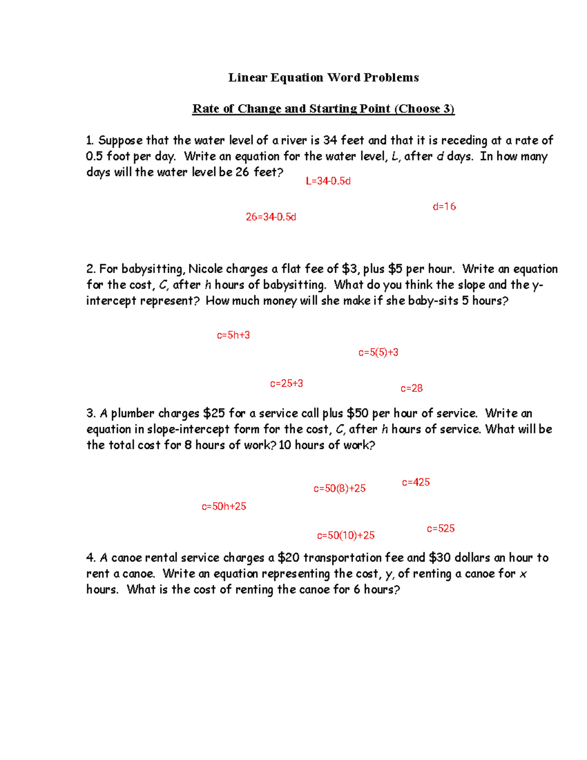 Linear Equation Word Problems Assignment (MATH 101) - Studocu