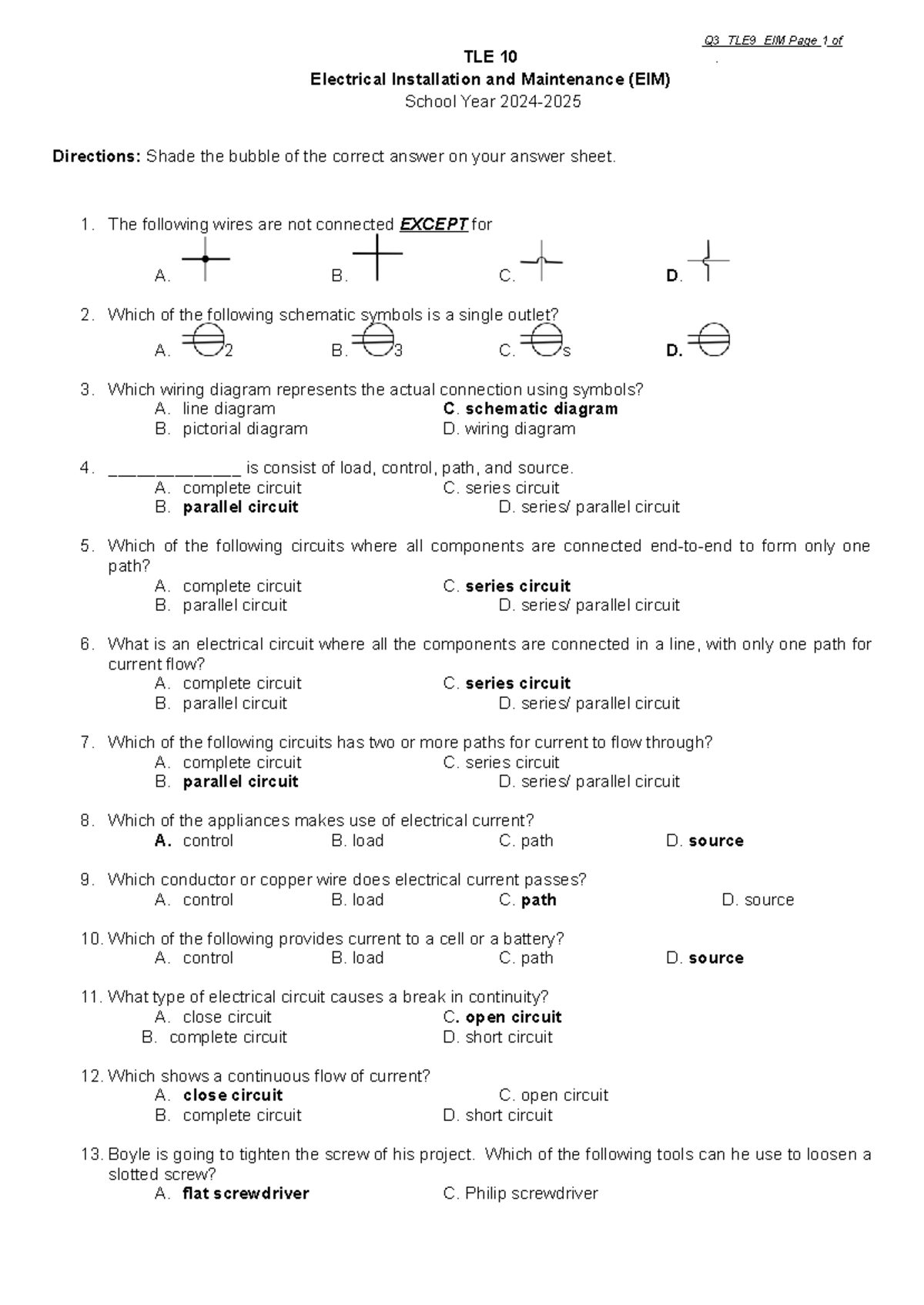 Q4 TLE 10 EIM - Electrical Installation and Maintenance Notes - Studocu