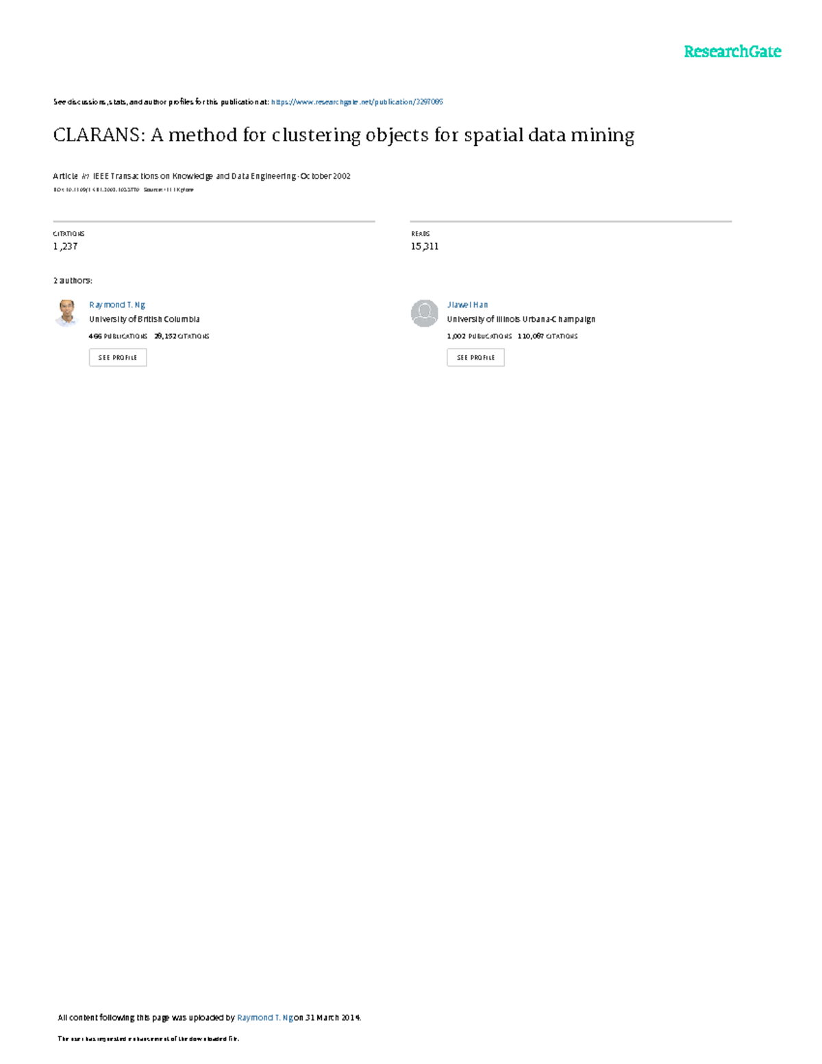 CLARANS Method for Clustering in Spatial Data Mining - Studocu