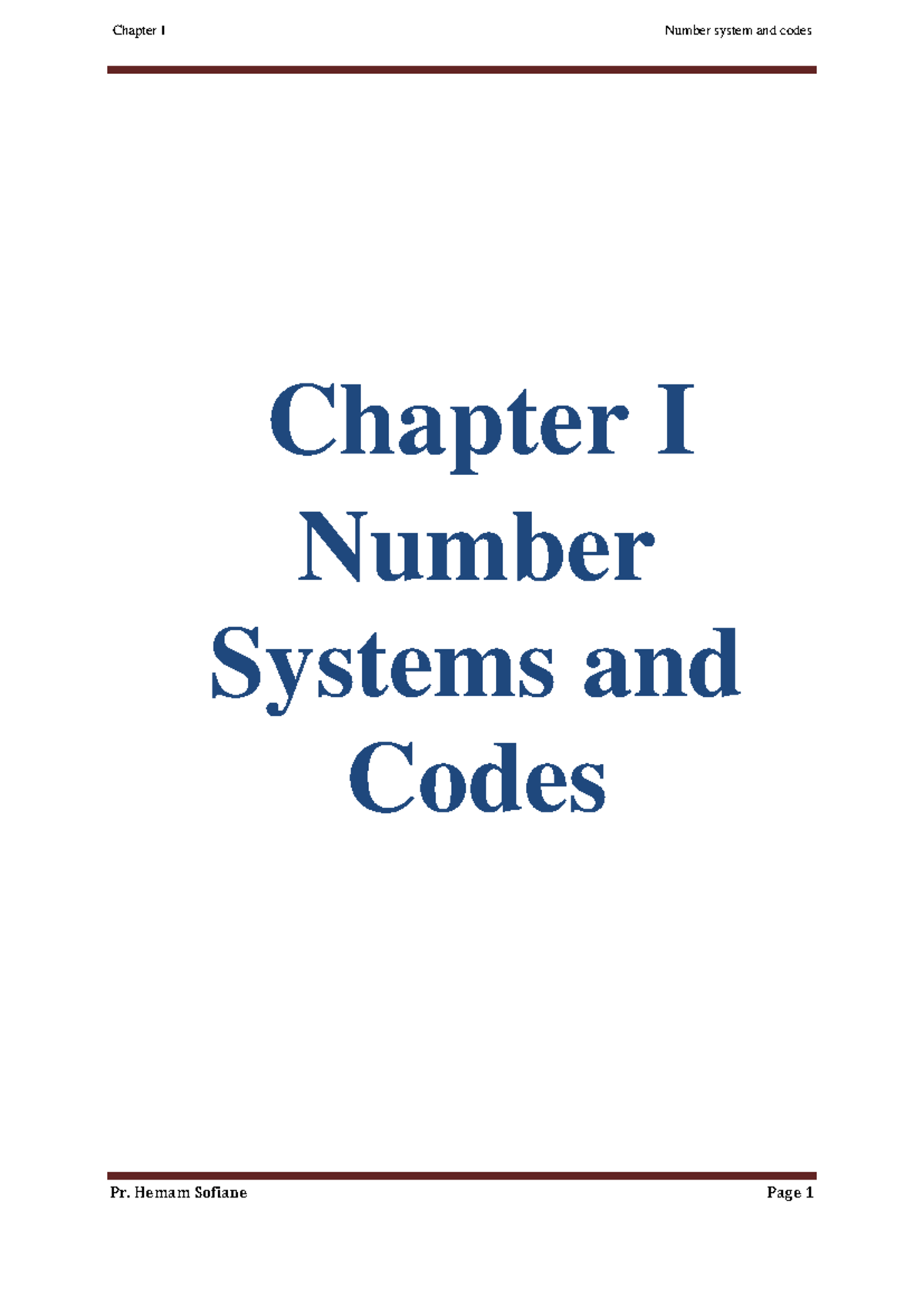 Chapter 1: Number Systems and Codes (CS101 Lecture Notes) - Studocu