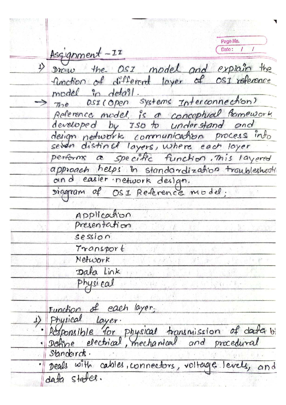 CN Assignment 2: Detailed Explanation of the OSI Model Layers - Studocu