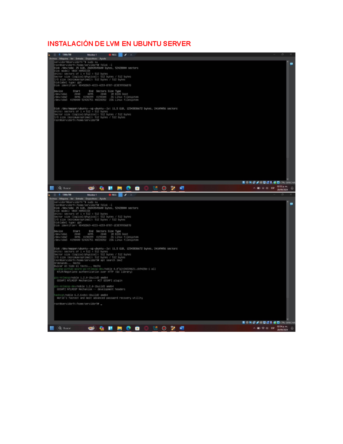 Instalación DE LVM EN Ubuntu Server - INSTALACIÓN DE LVM EN UBUNTU SERVER in In 1366x768 Monitor ...