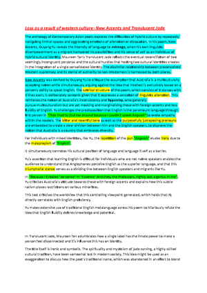 Eng adv module A - The Tempest and Hag-seed textual conversations essay - Marking criteria - A ...
