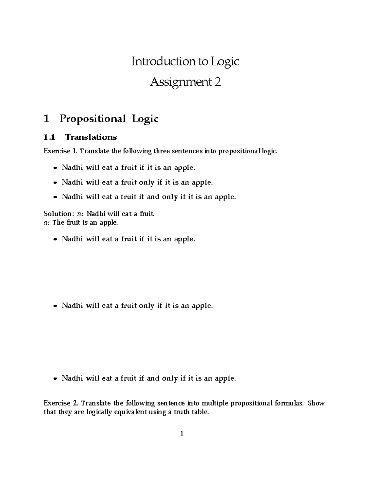 Assignment 2: Propositional Logic Exercises for CS 245 - Studocu
