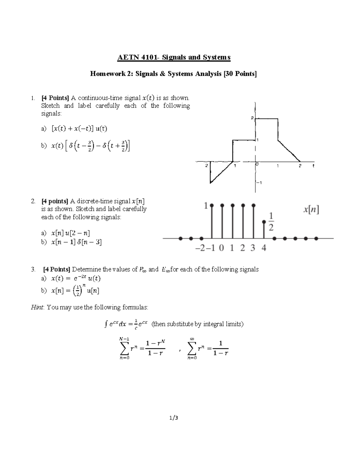 AETN Signals and Systems Homework 2: Signal Analysis and System ...