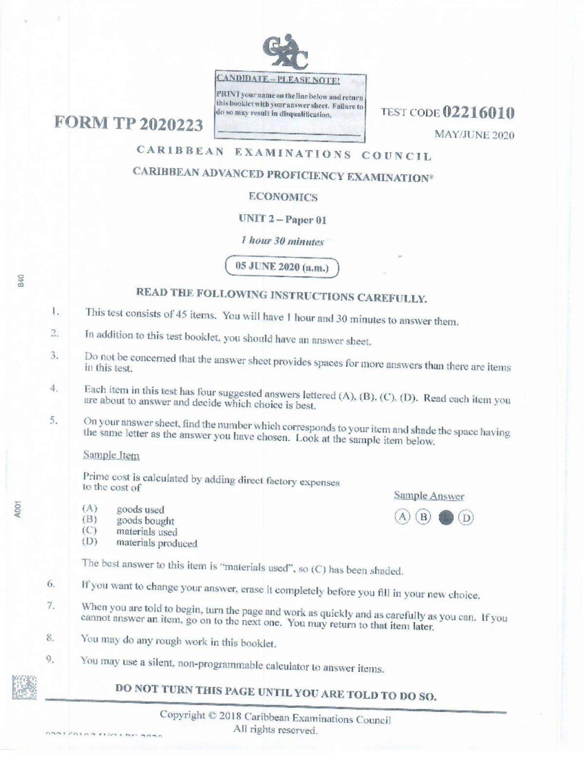 CSEC Mathematics Paper 02 General Proficiency January 2025 Exam - Studocu