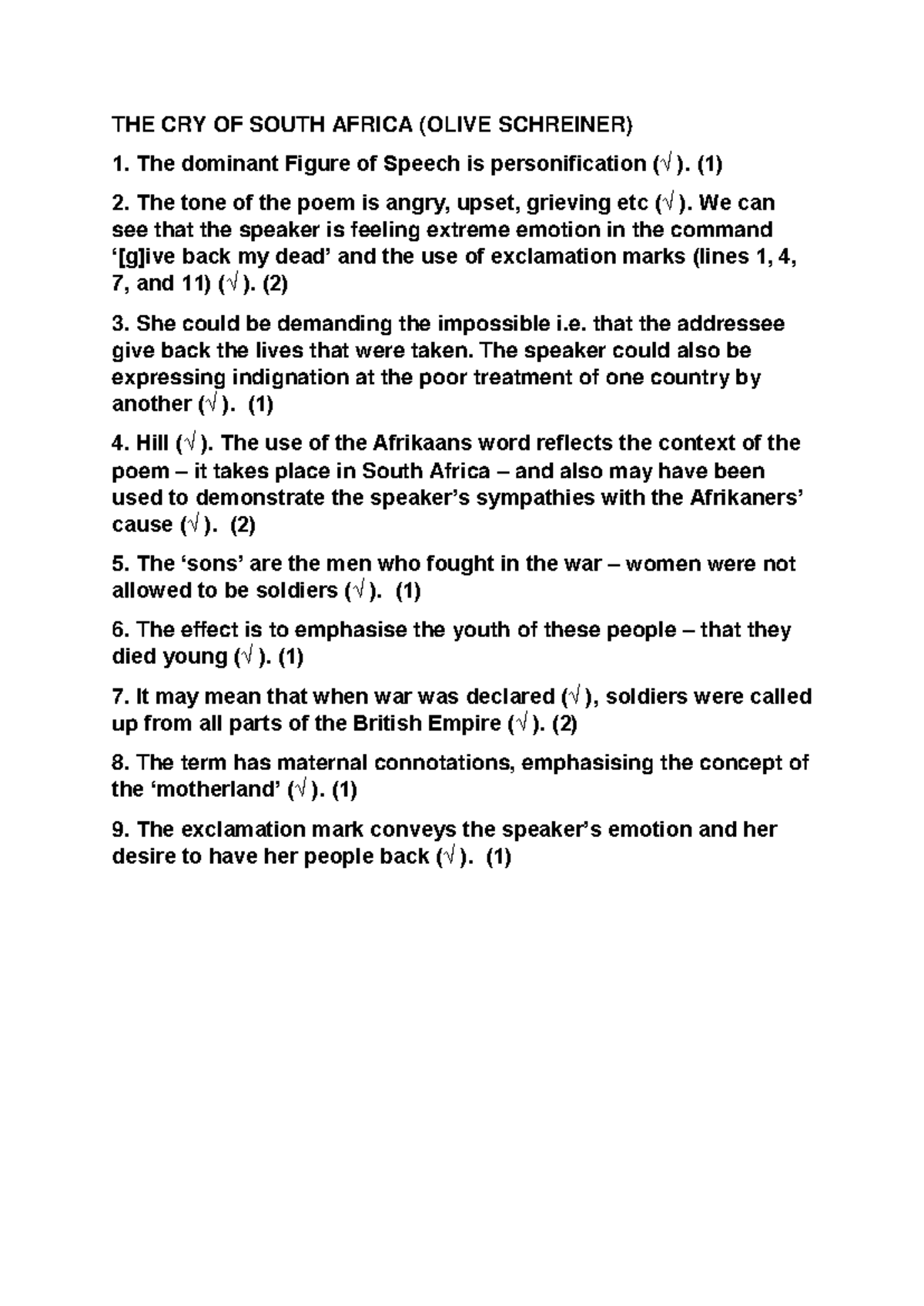 THE CRY OF South Africa Memo - THE CRY OF SOUTH AFRICA (OLIVE SCHREINER ...