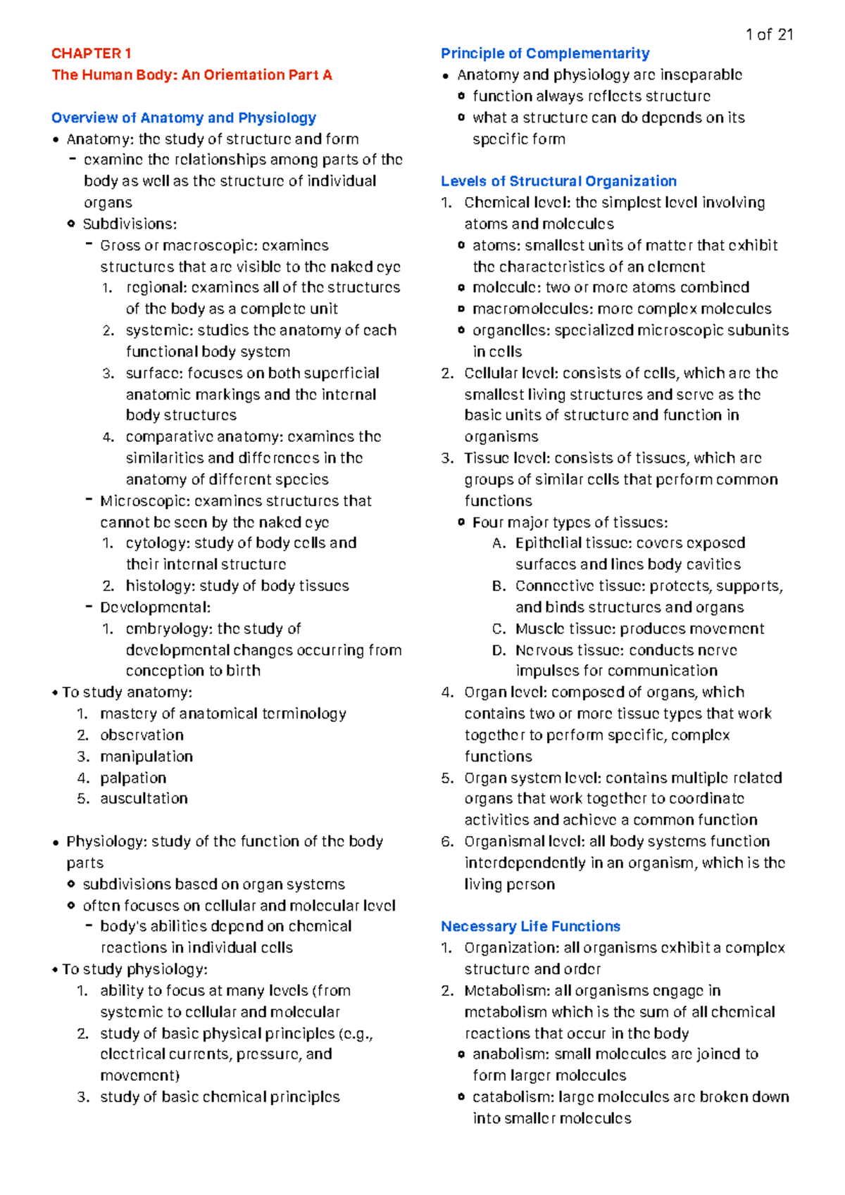 BIO 161- Lecture Exam 1 - Skeletal and Integumentary System - CHAPTER 1 ...