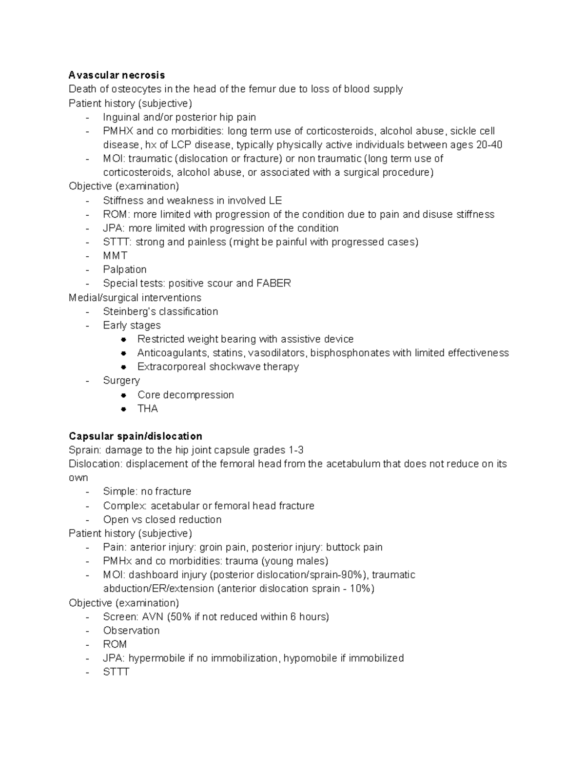 Physical Therapy Interventions for Hip Conditions: Assessment ...