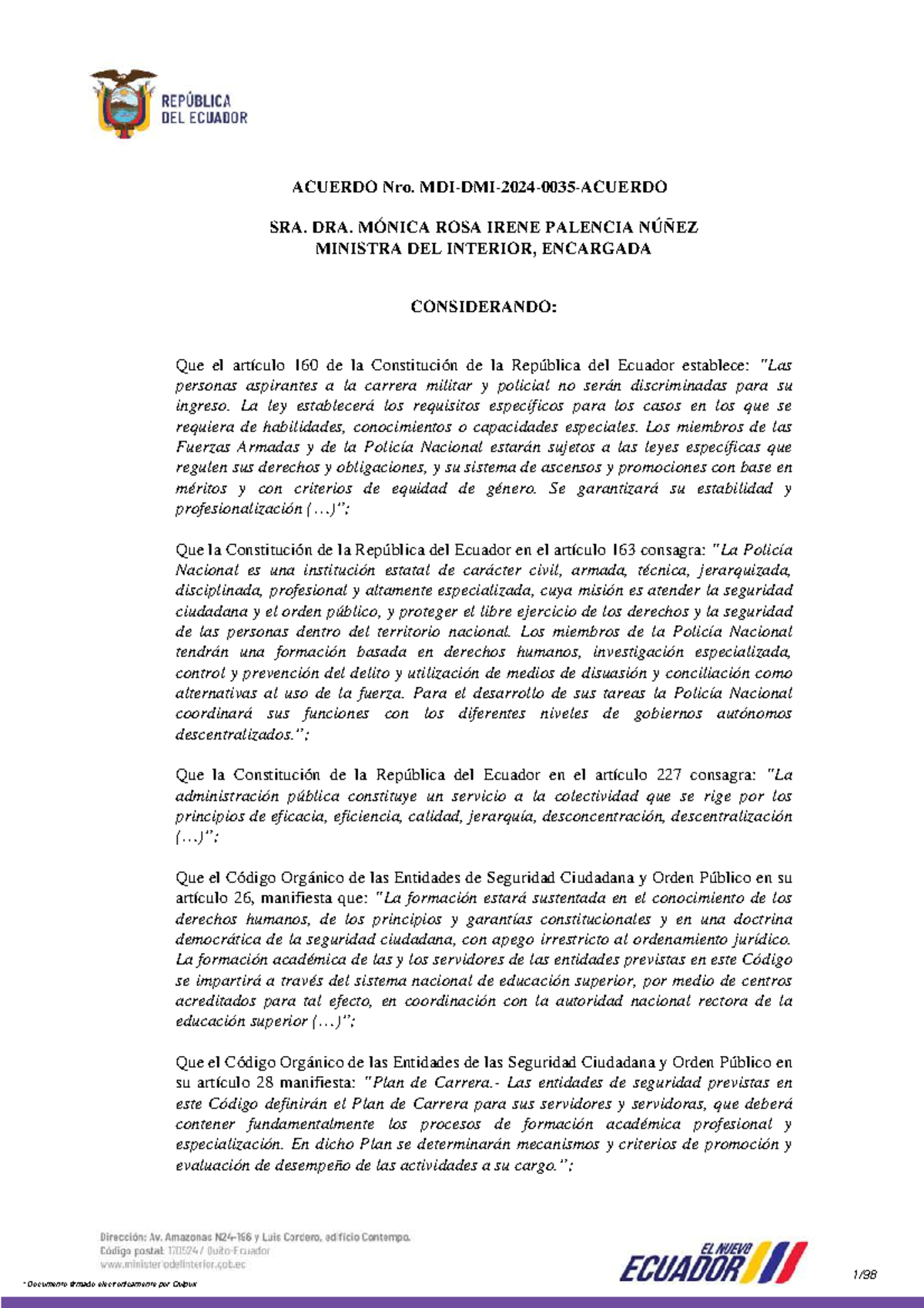 Reglamento de Régimen Interno de los Centros de Formación Policial ...