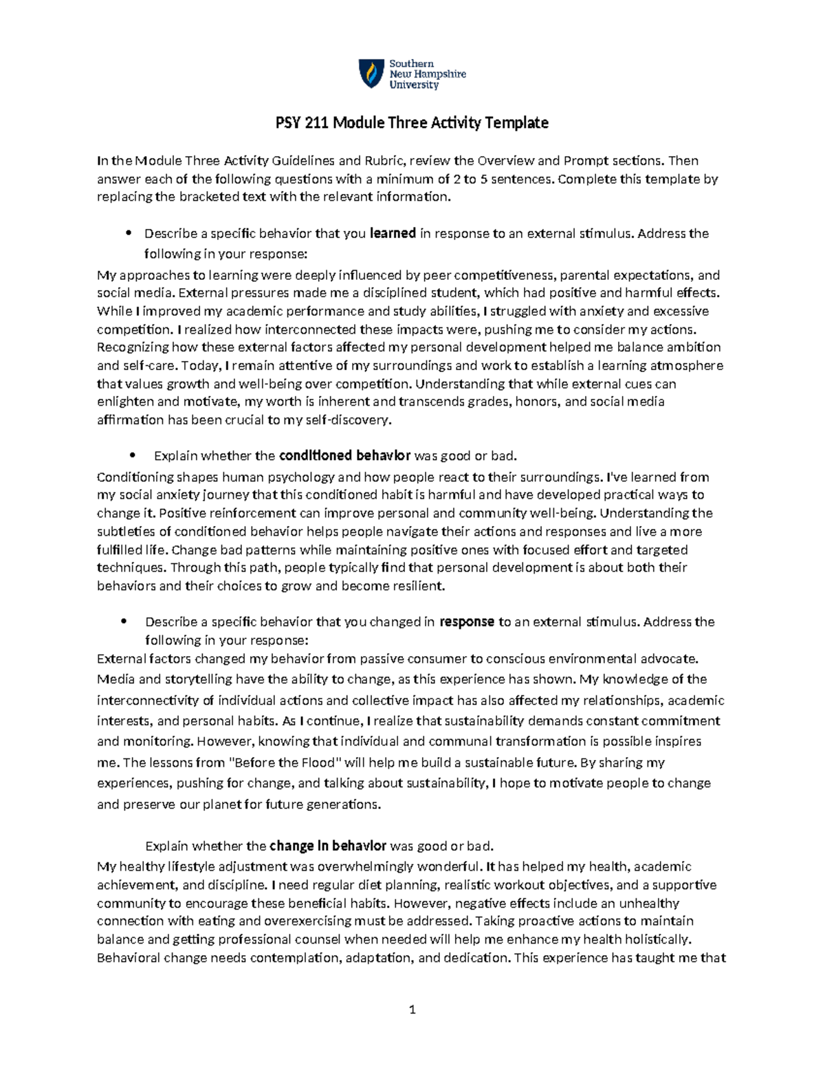 Le Cory Coleman PSY 211 Module Three Activity - PSY 211 Module Three ...