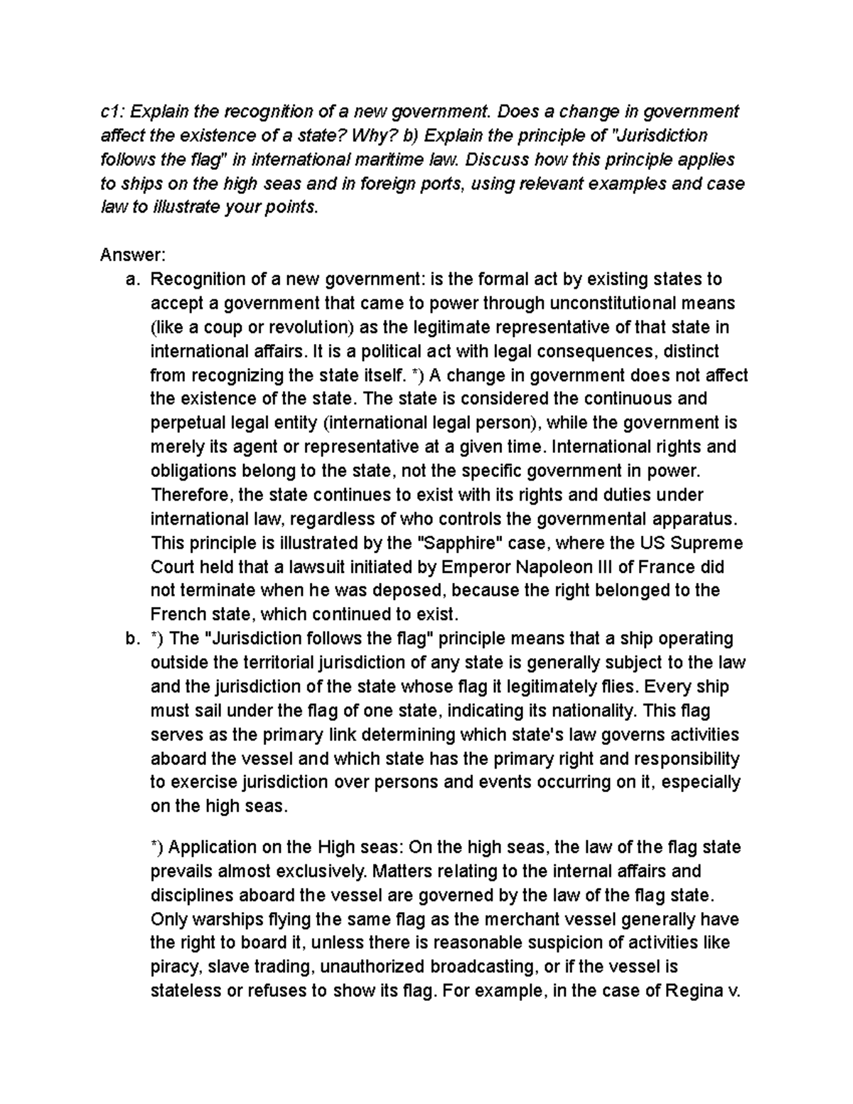 Case Study: Public International Law - Recognition of Governments ...