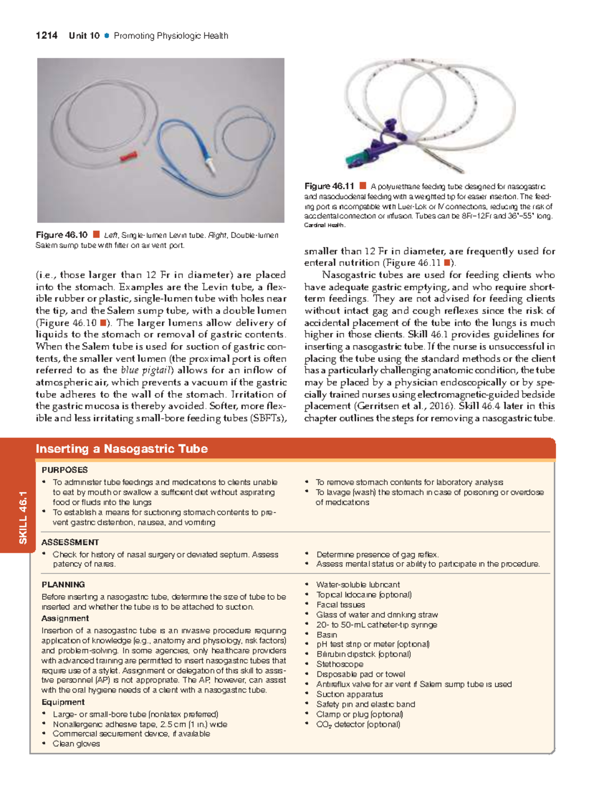 1214 Unit 10 Inserting Nasogastric Tubes: Guidelines and Techniques ...