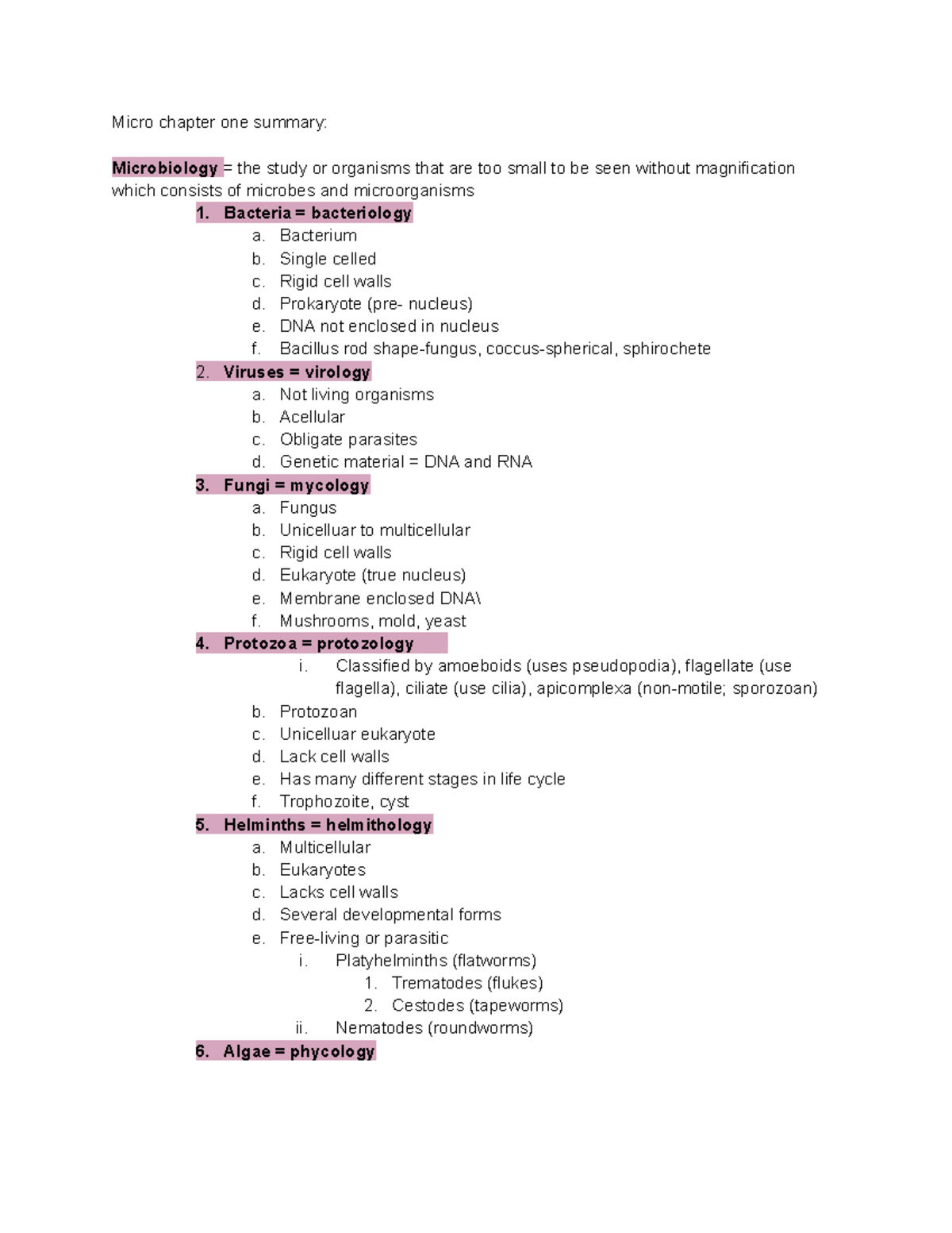 Microbiology chapter 1 - Micro chapter one summary: Microbiology = the ...