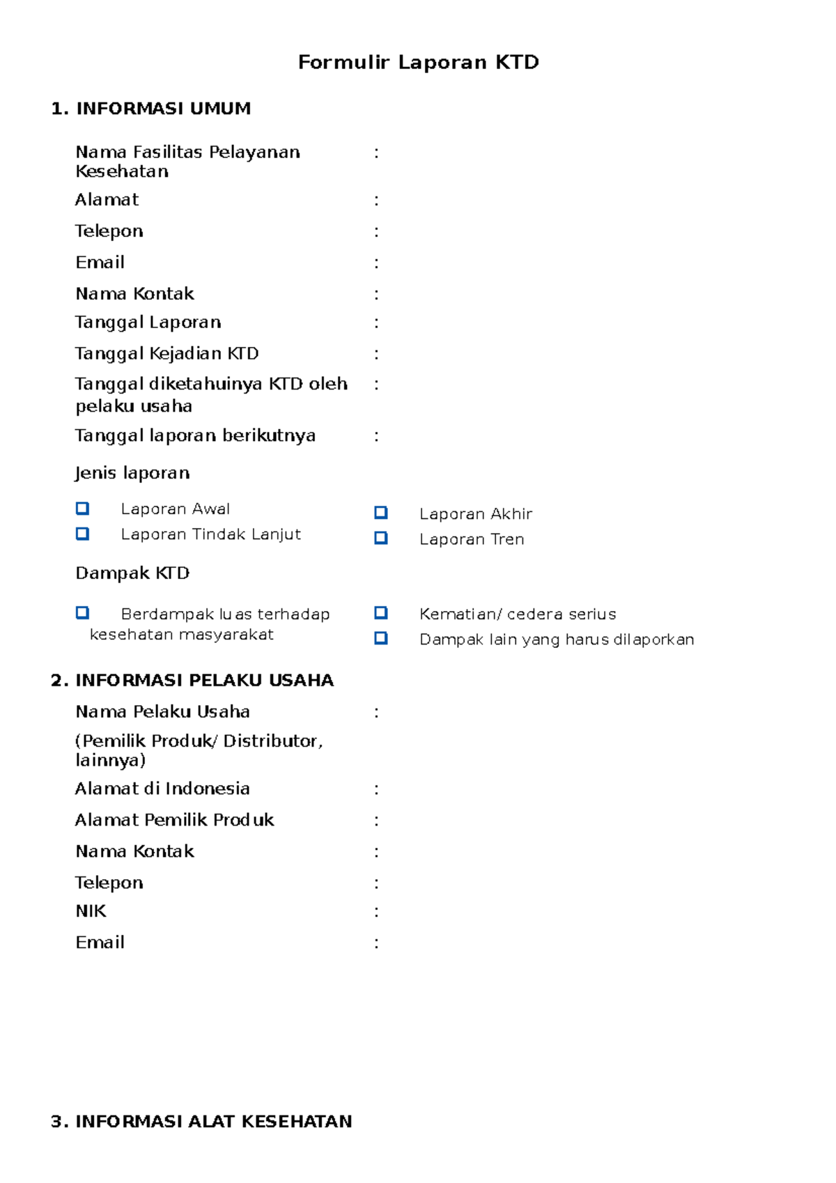 Formulir Laporan KTD: Panduan Lengkap untuk Pelaku Usaha Kesehatan ...