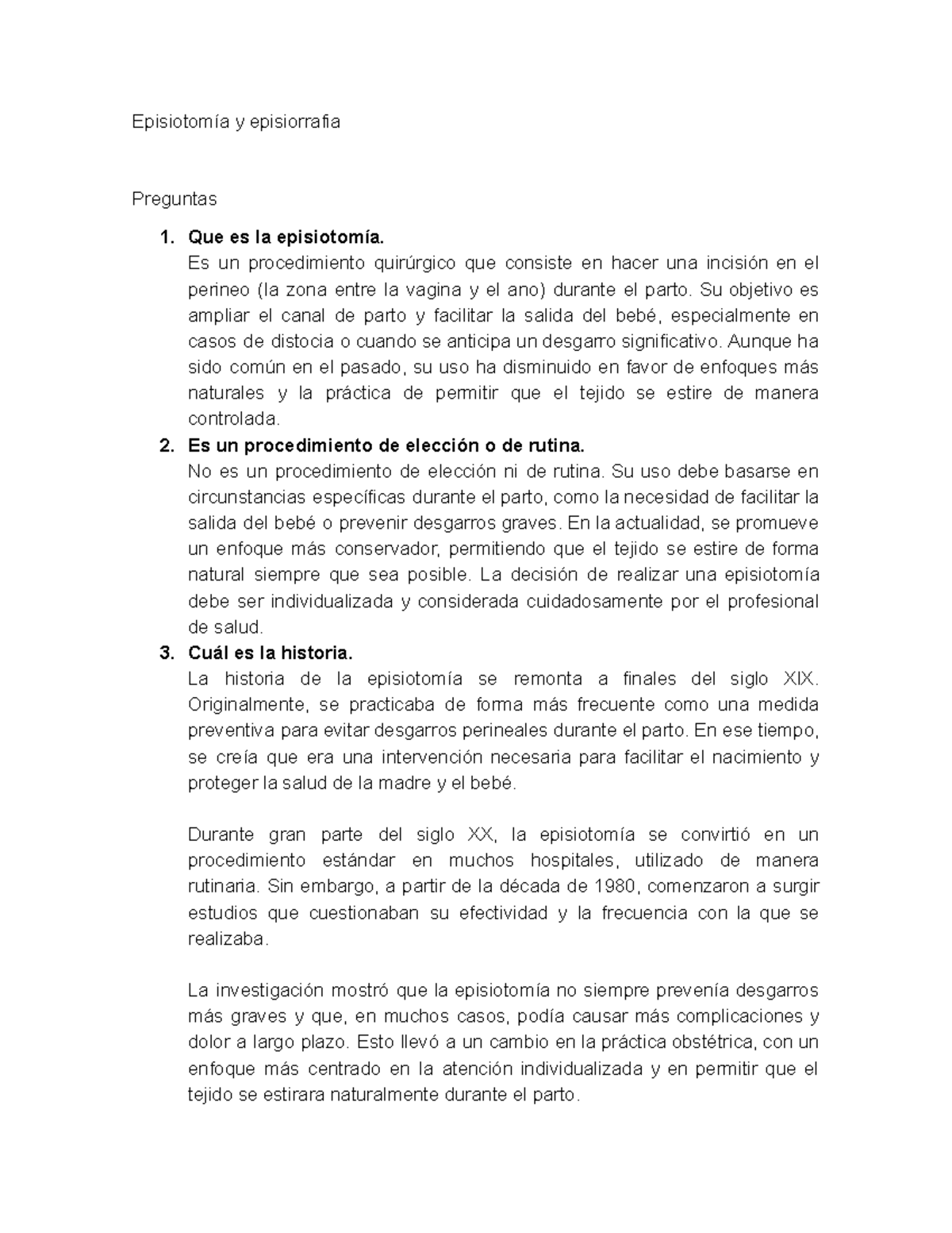 Episiotomía y Episiorrafia: Aspectos Clave y Cuidados (resm) - Studocu