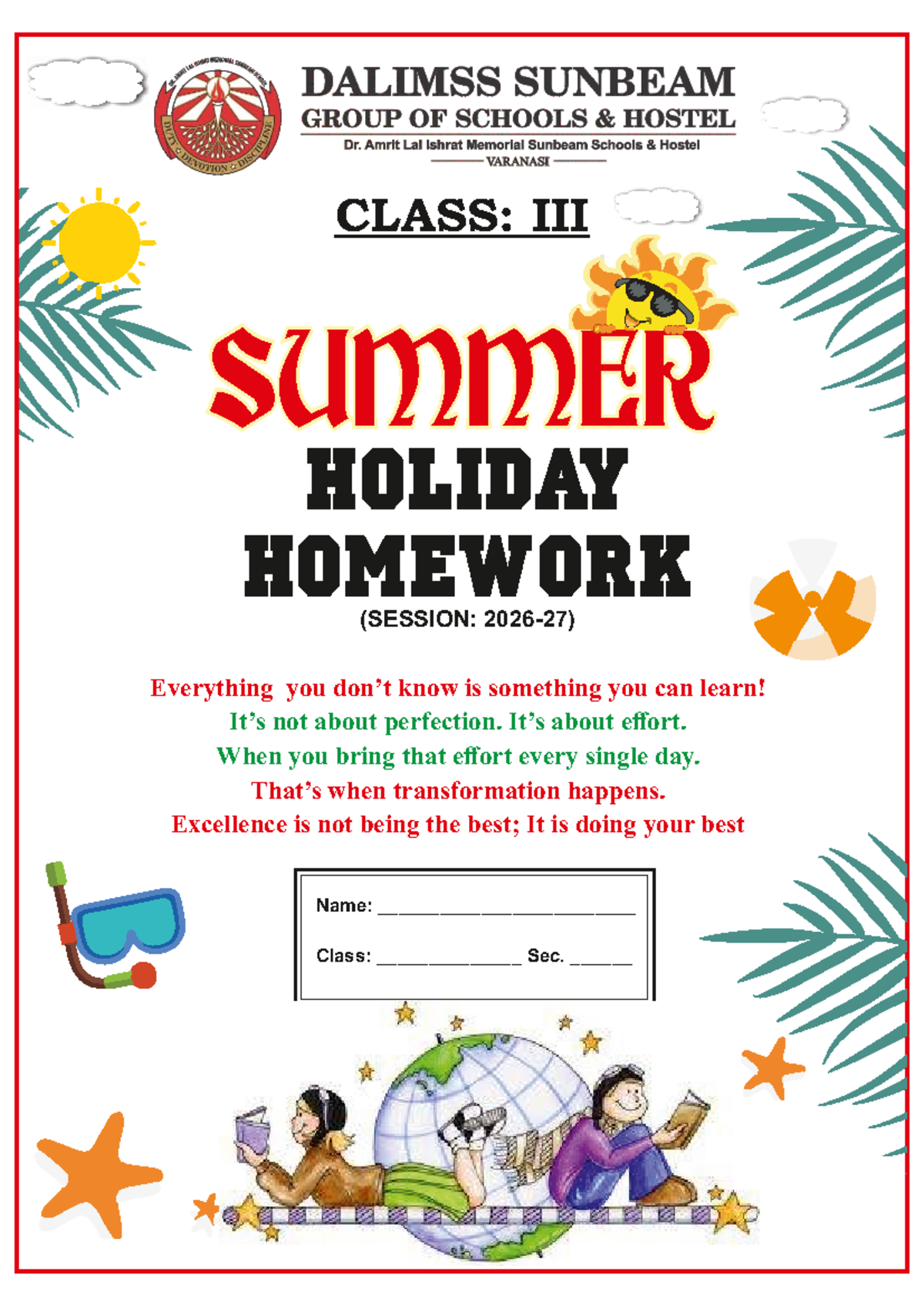 Summer Holiday Homework - III: Embrace Learning & Fun! - Studocu