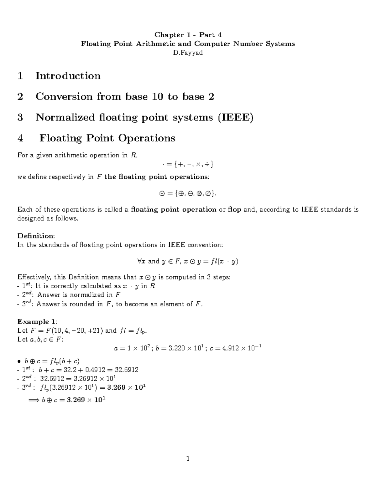 Chapter 1 Part 4: Floating Point Arithmetic & Number Systems - Studocu
