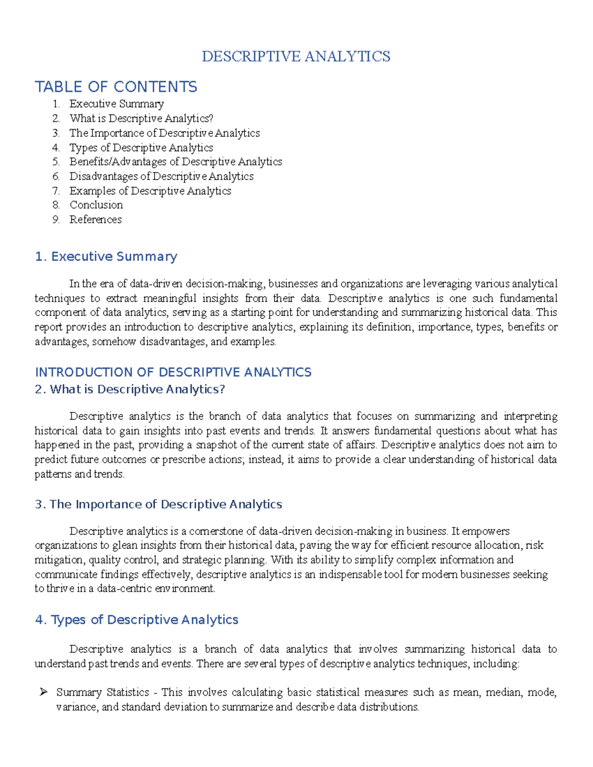 Descriptive Analytics Overview - DAT-101 Lecture Notes - Studocu
