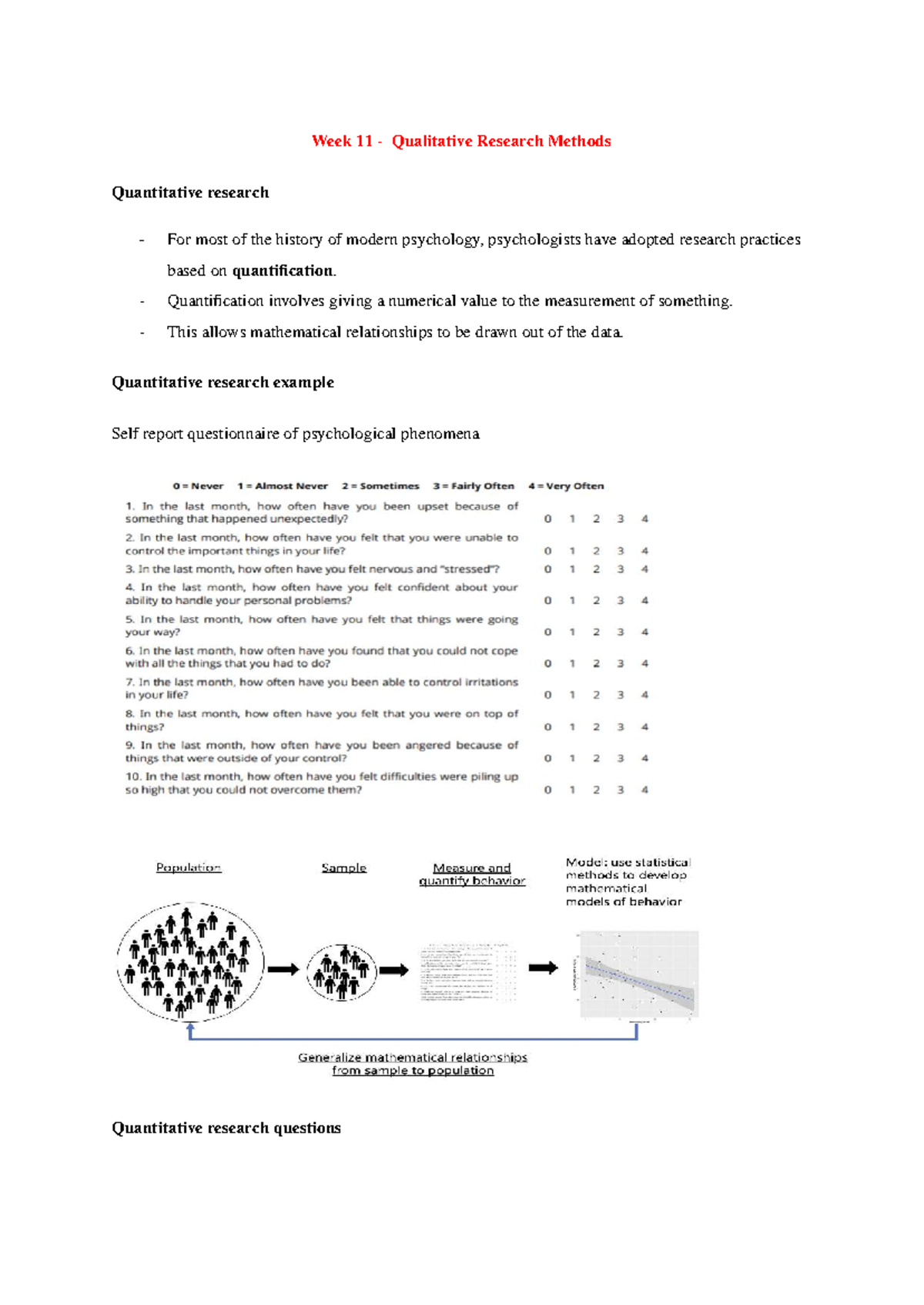 Research Methods - WEEK 11: Qualitative & Quantitative Insights - Studocu
