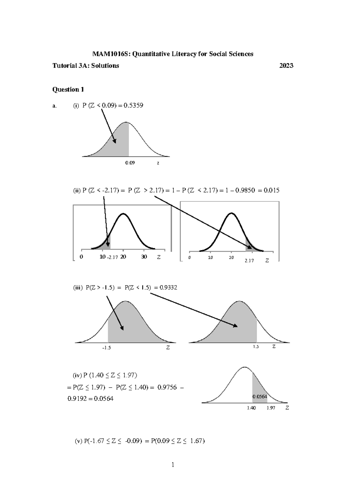 MAM1016S: Quantitative Literacy for Social Sciences Tutorial 3A ...