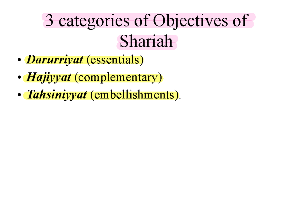Maqasid Shariah: Objectives of Darruriyyat, Hajiyyat, and Tahsiniyyat ...