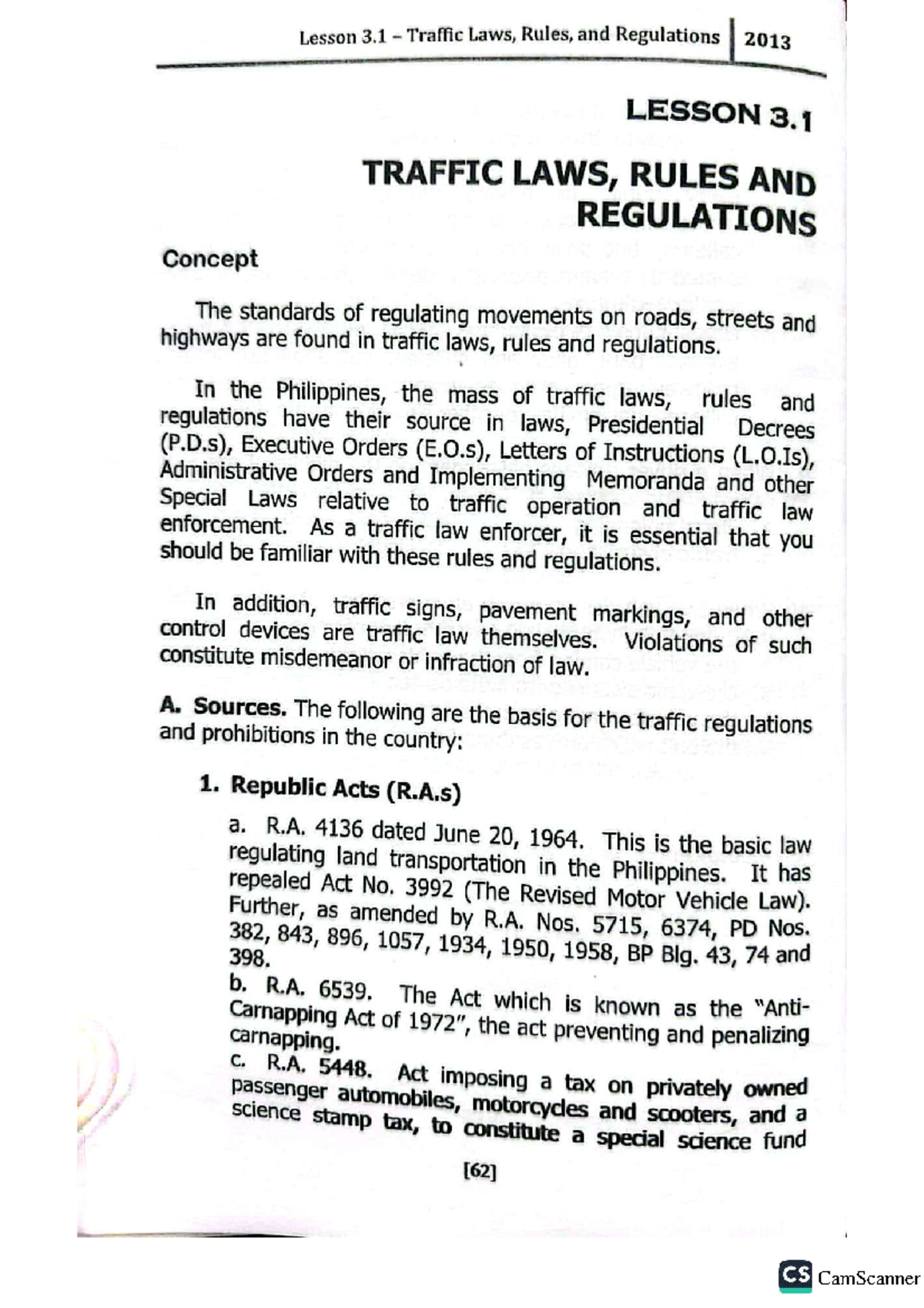 Lesson 3.1: Traffic Laws, Rules, and Regulations Overview 2013 - Studocu