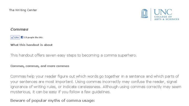 Commas: A Guide to Mastering Punctuation - The Writing Center - Studocu