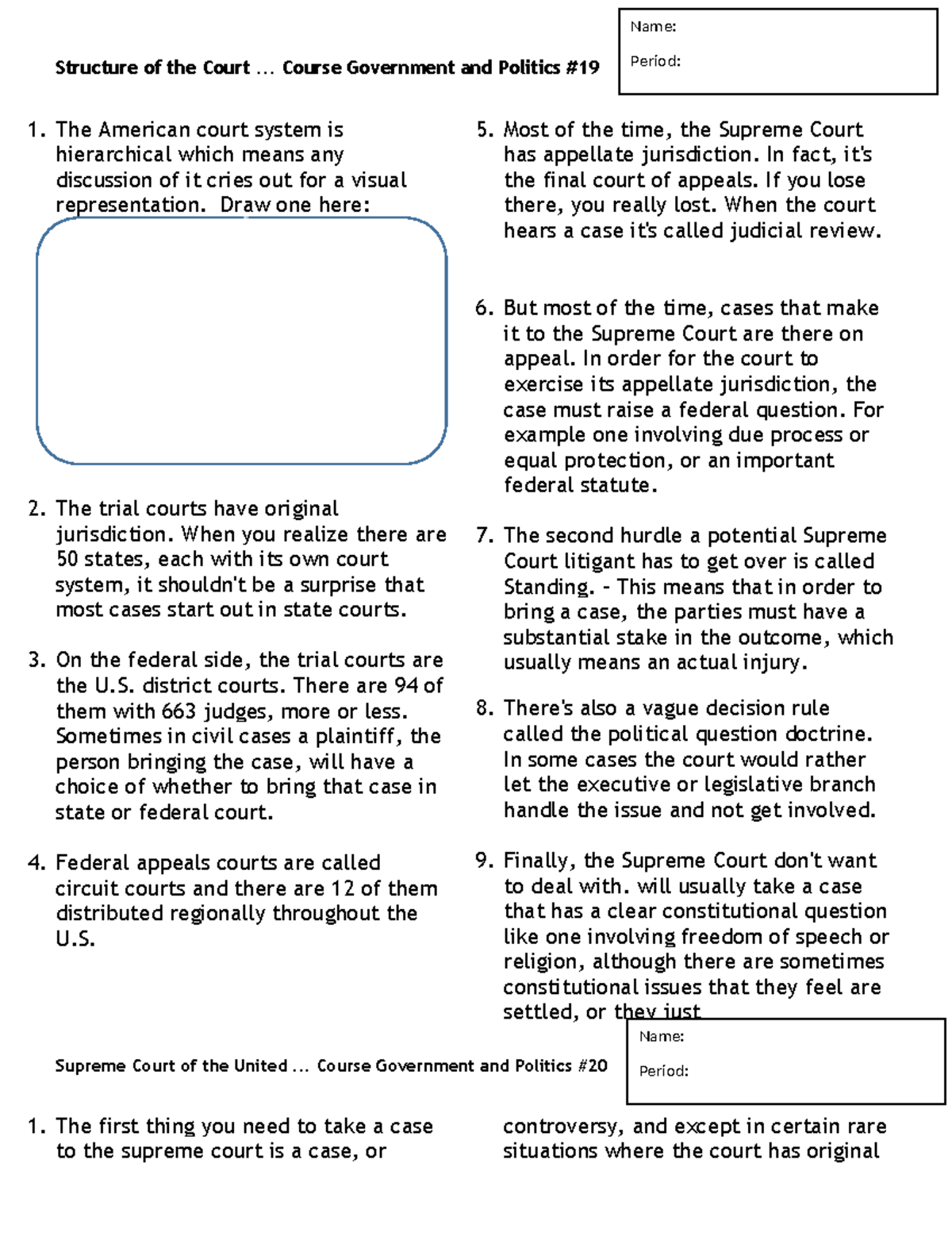 Government and Politics 1: Structure of the U.S. Court System Overview ...