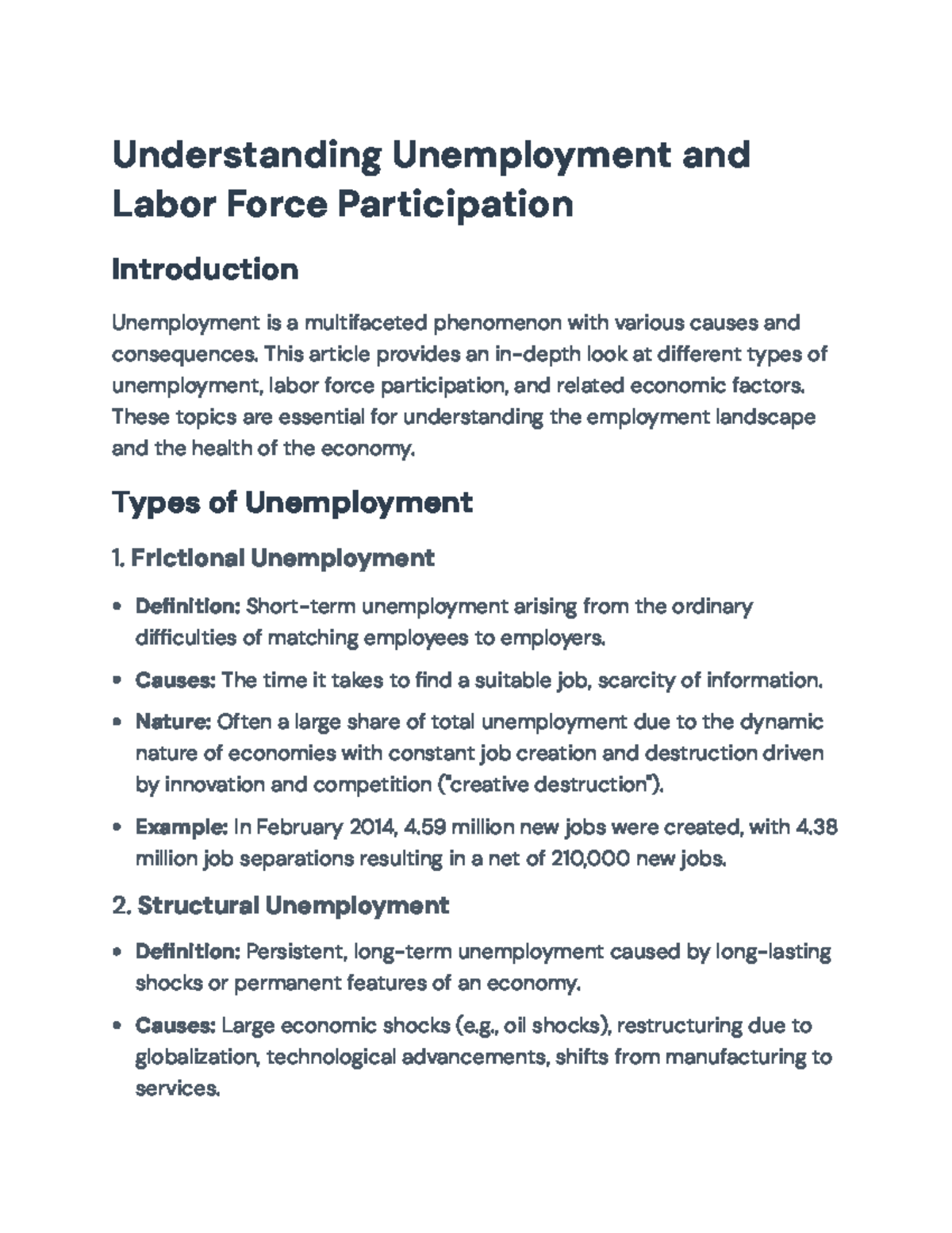 Understanding Unemployment and Labor Force Participation Dynamics ...