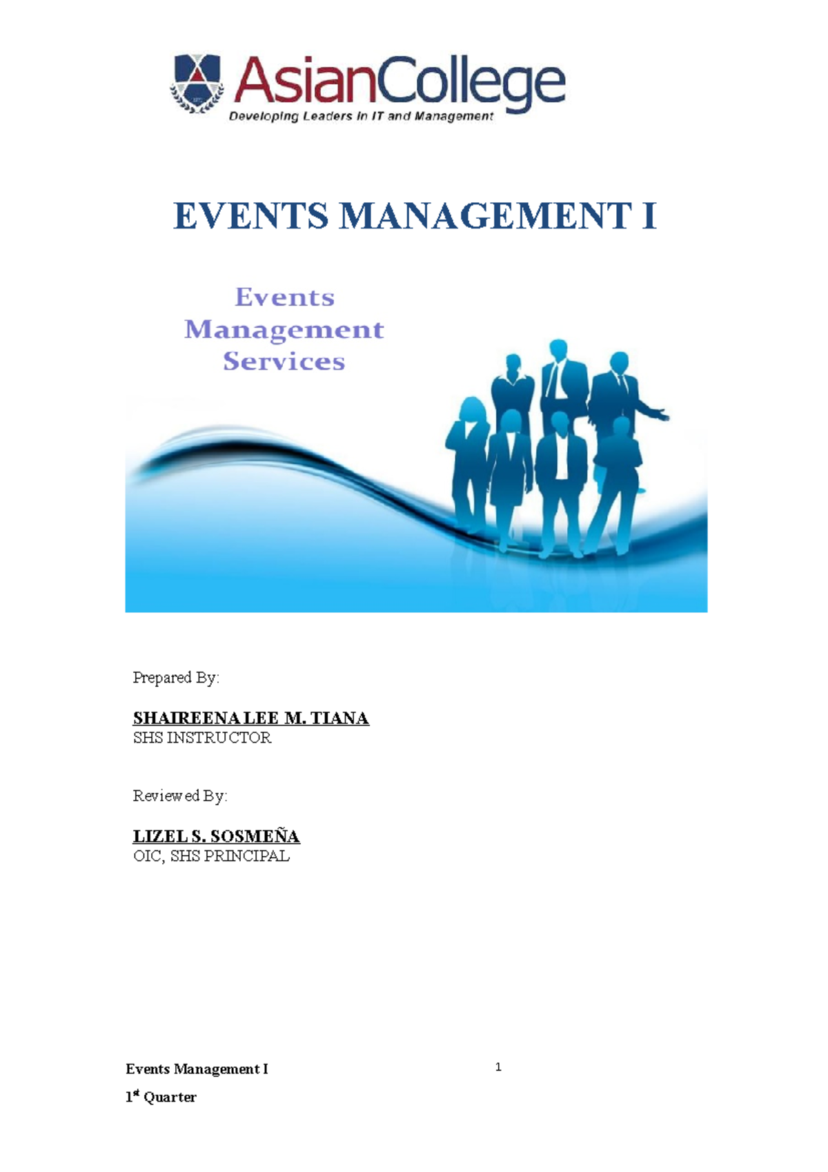 Events Management I: Module 1 Overview & Lessons - Studocu