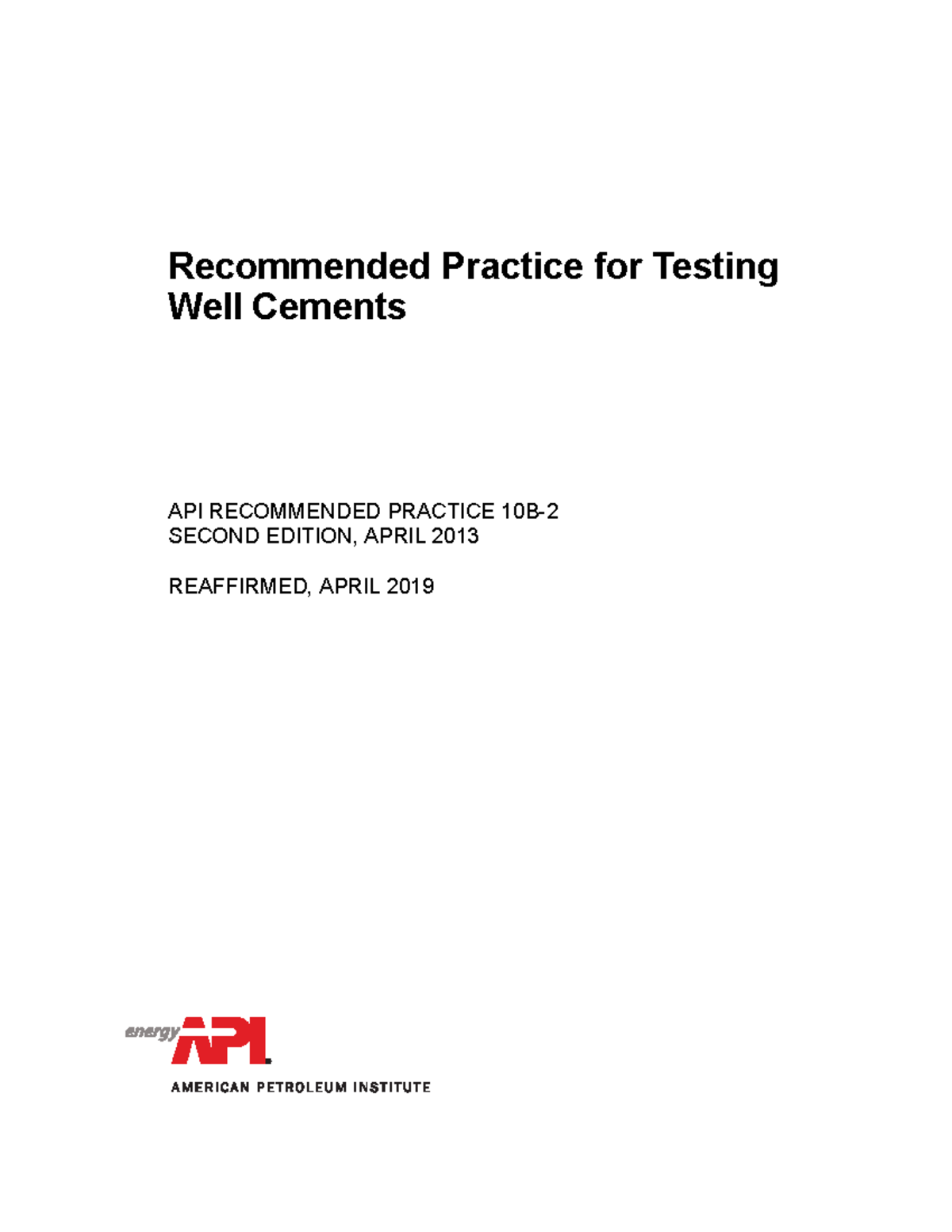 API RP 10B-2: Recommended Practices for Well Cement Testing - Studocu