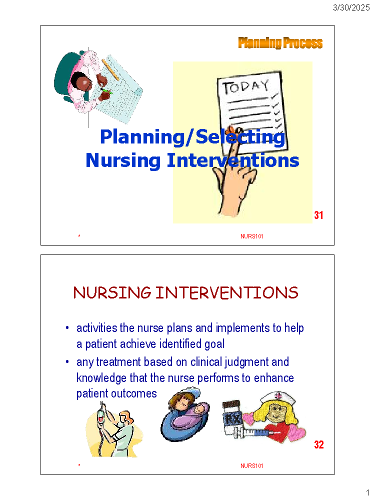 NURS101 Nursing Interventions: Implementation & Evaluation Guide - Studocu