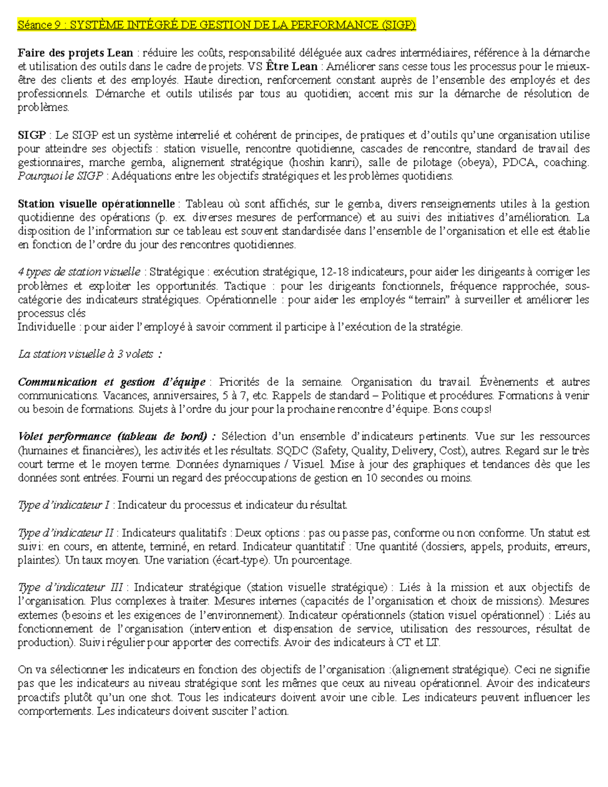S9 : SYSTÈME INTÉGRÉ DE GESTION DE LA PERFORMANCE (SIGP) et Projets ...