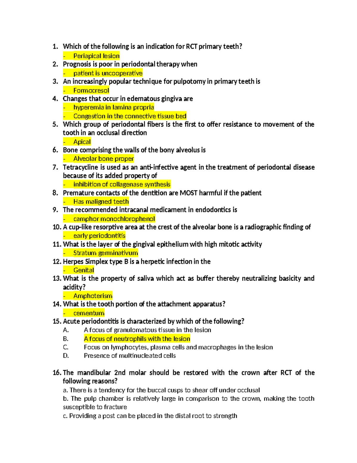 S9 ENDO- Perio - Which of the following is an indication for RCT ...