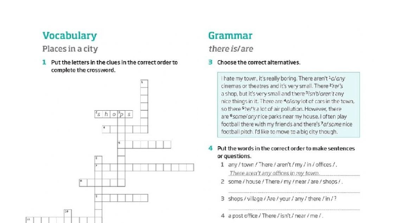 Worksheet 2316252 - Vocabulary & Grammar: Places in a City - Studocu