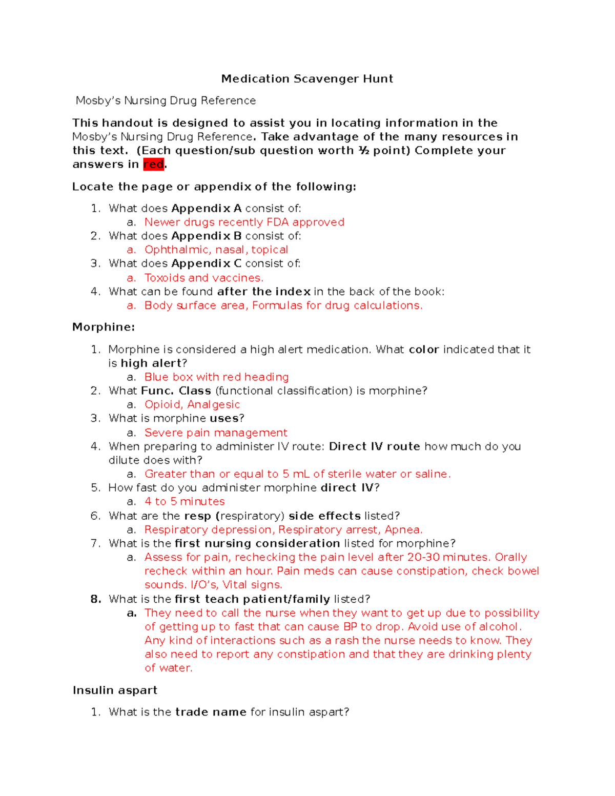 NUR 101: Medication Scavenger Hunt Drug Reference Guide - Studocu