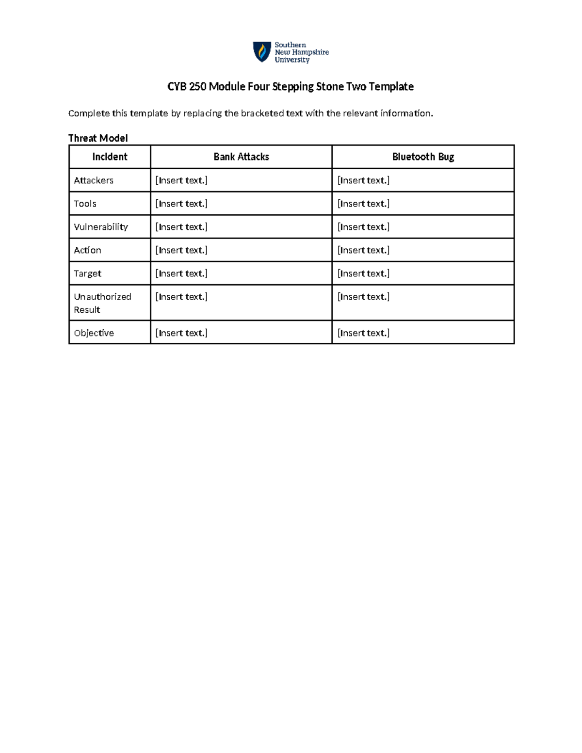 CYB 250 Module Four Stepping Stone Two Template - CYB 250 Module Four ...