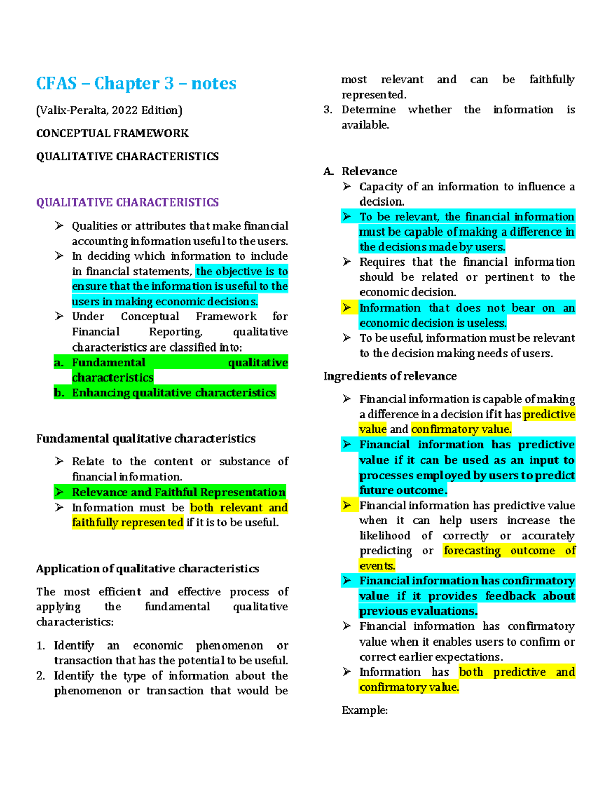Conceptual Framework and Accounting Standards-Chapter 3-Notes-Reviewer ...