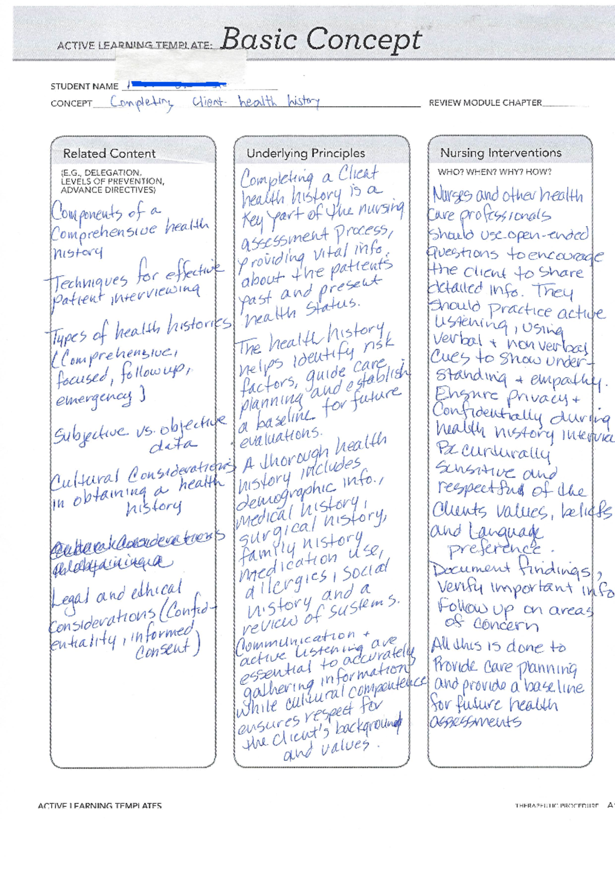 ATI Template: Completing Client Health History - Active Learning Guide ...